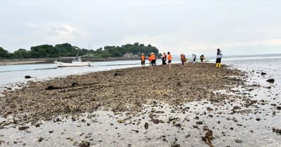 原城跡沖に白洲出現 長崎南島原 大自然がもたらす海の奇跡 長崎新聞